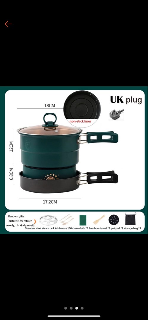 Electric Cooking Pot Foldable Multicooker with Frying Pan - 1.6L, TV ...