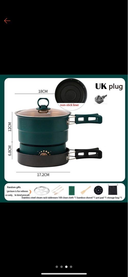 Electric Cooking Pot Foldable Multicooker with Frying Pan - 1.6L, TV ...