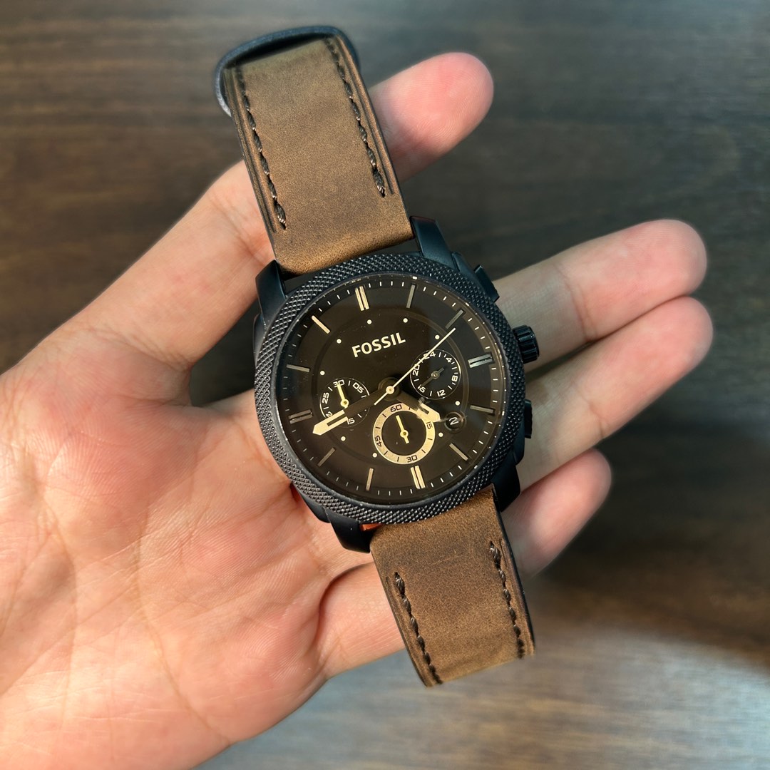 Fossil Machine FS4656 Brown Leather Chronograph Men Watch, Men's ...