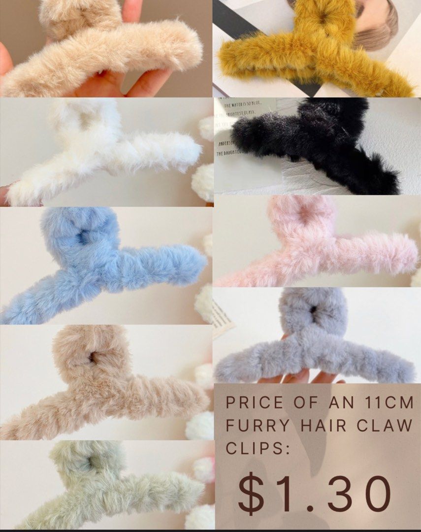 Furry Claw clips, Women's Fashion, Watches & Accessories, Hair ...