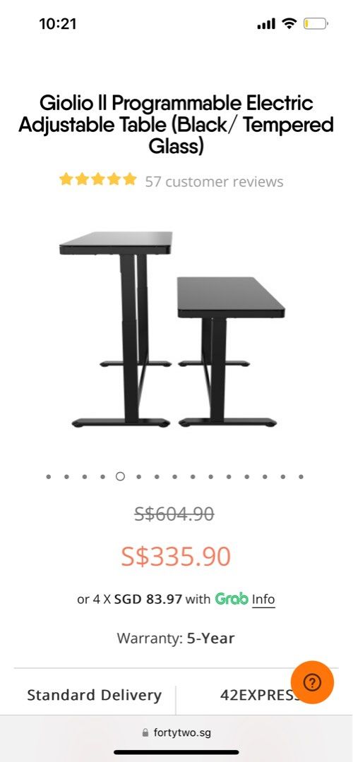 Giolio ll Programmable Electric Adjustable Table (Black/ Tempered Glass ...