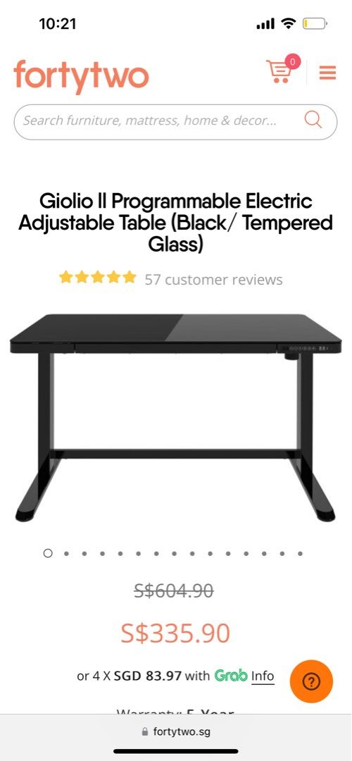 Giolio ll Programmable Electric Adjustable Table (Black/ Tempered Glass ...