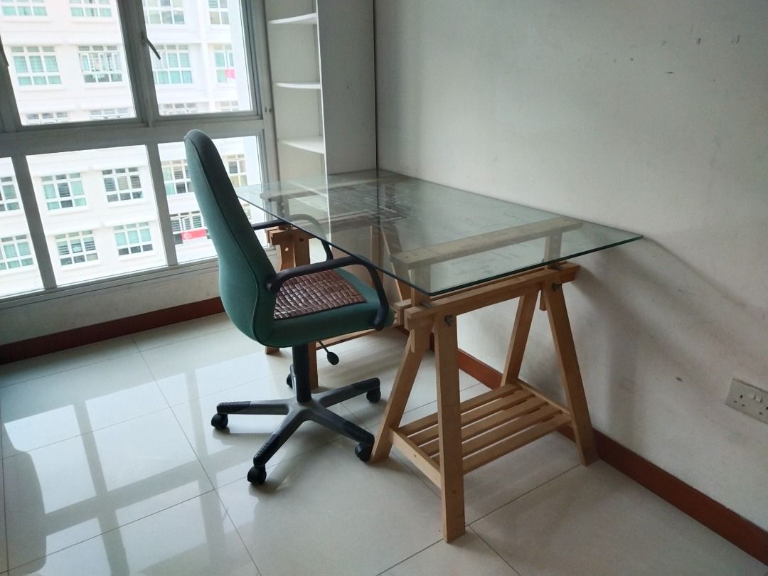 Glass Table for Study, Furniture & Home Living, Furniture, Tables ...