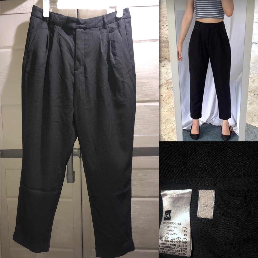 GU by UNIQLO High Rise Leg Pintuck Ankle Pants, Women's Fashion ...