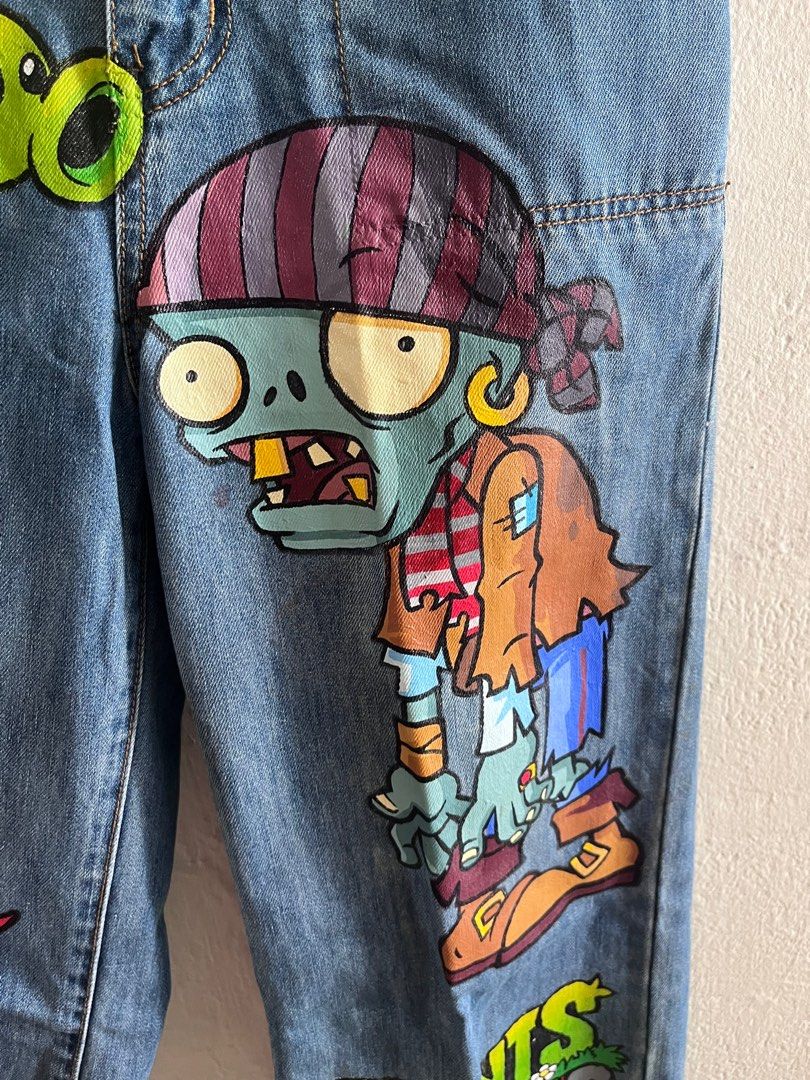 Hand Painted Denim Jeans - Flare Bottom (Plants VS Zombies), Women's ...