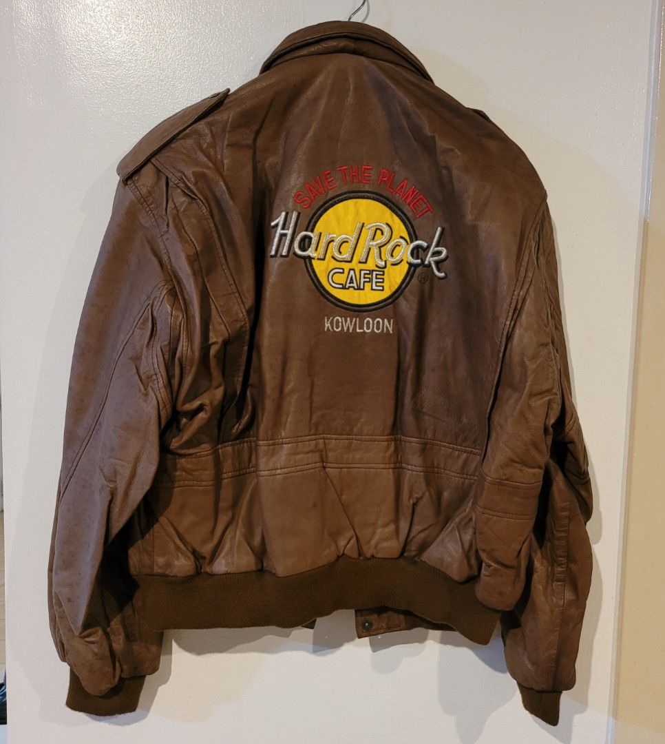 Hard Rock Cafe Leather Jacket - Kowloon, Men's Fashion, Coats, Jackets ...