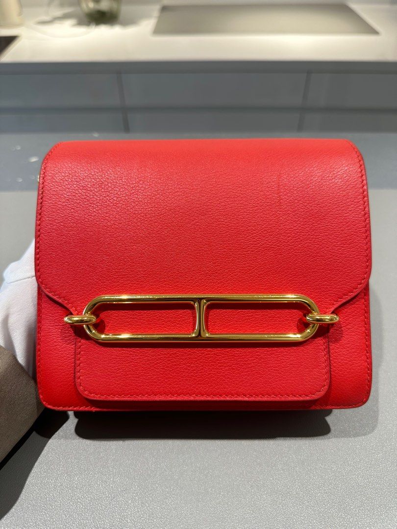 Hermes Mini Roulis in Rouge Tomate Evercolor with GHW, Luxury, Bags ...