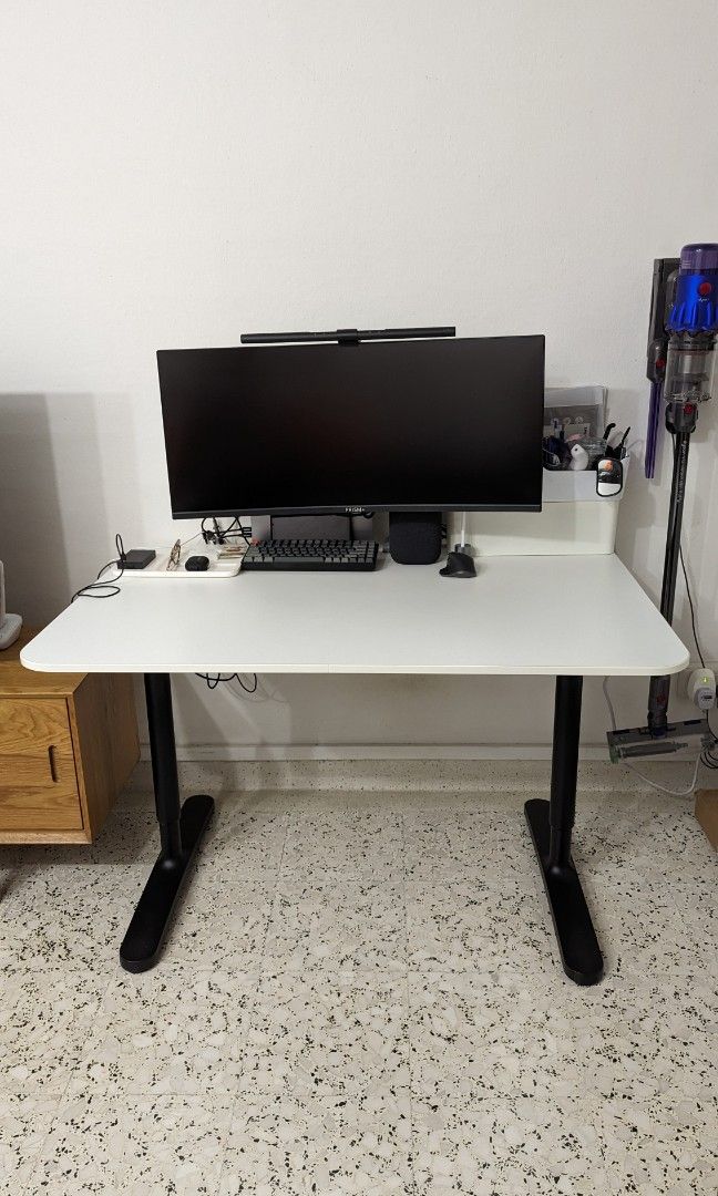 IKEA BEKANT desk in tabletop and black legs , comes with SIGNUM cable ...
