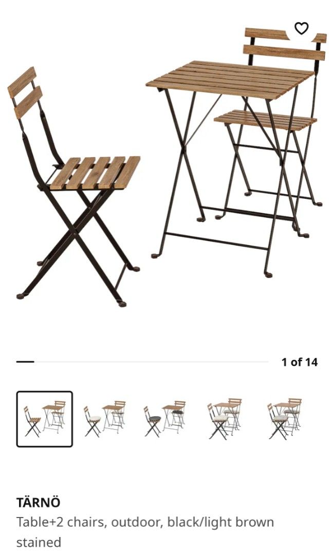 Ikea Tarno outdoor table and 2 chairs with free rattan mats, Furniture ...