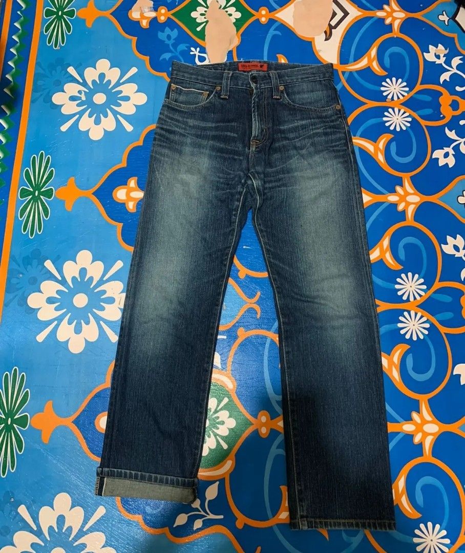 Jeans back number selvedge, Fesyen Pria, Pakaian , Bawahan di Carousell