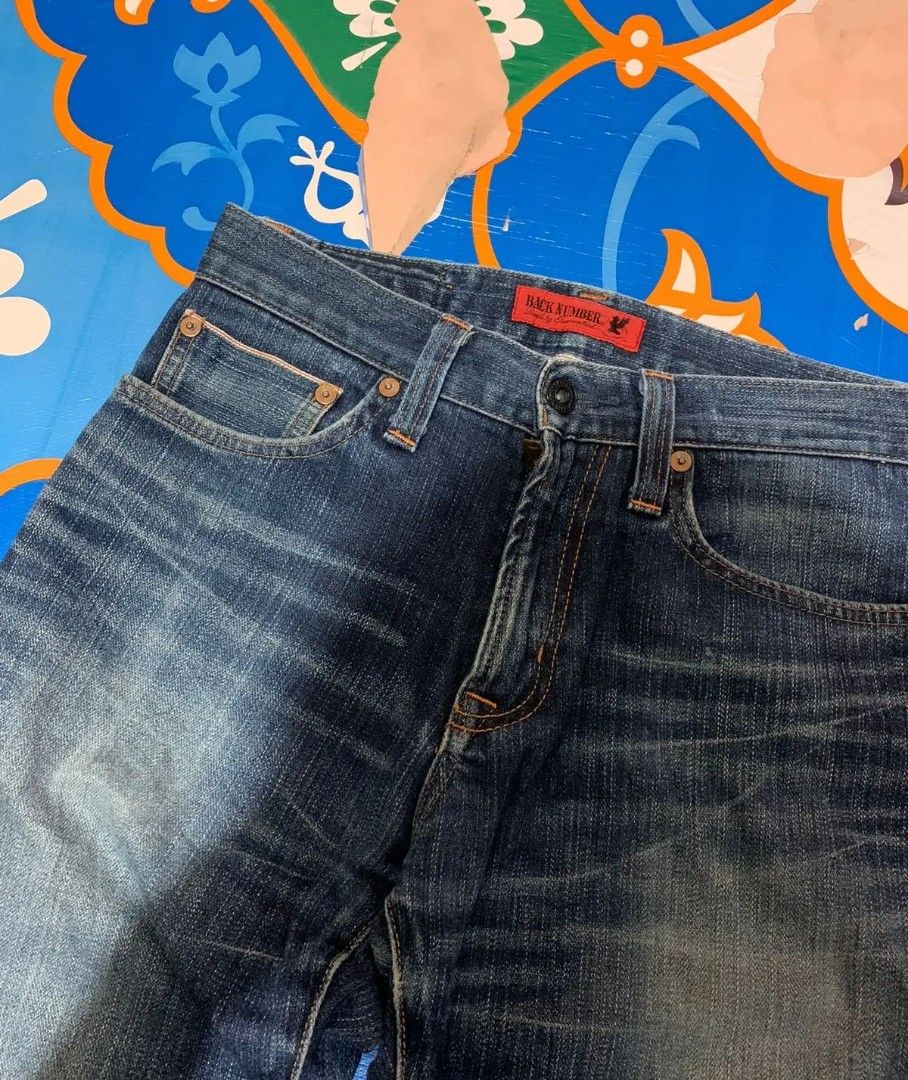 Jeans back number selvedge, Fesyen Pria, Pakaian , Bawahan di Carousell