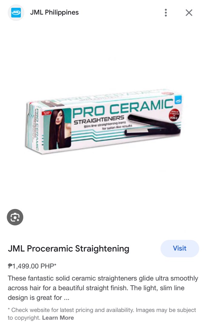 JML Pro Ceramic Straightener, Women's Fashion, Watches & Accessories ...