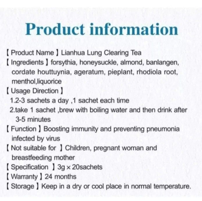 LIANHUA LUNG CLEARING TEA (20BAGS/BOX), Food & Drinks, Other Food ...
