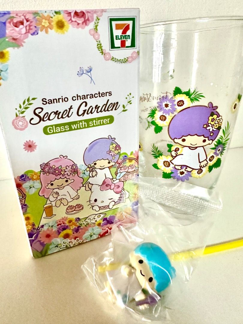 Little twin star 7 eleven glass cup with stirrer kiki lala, Furniture ...