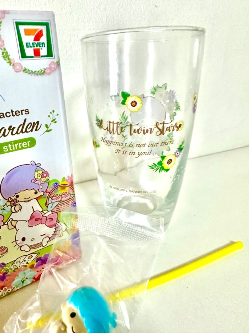 Little twin star 7 eleven glass cup with stirrer kiki lala, Furniture ...