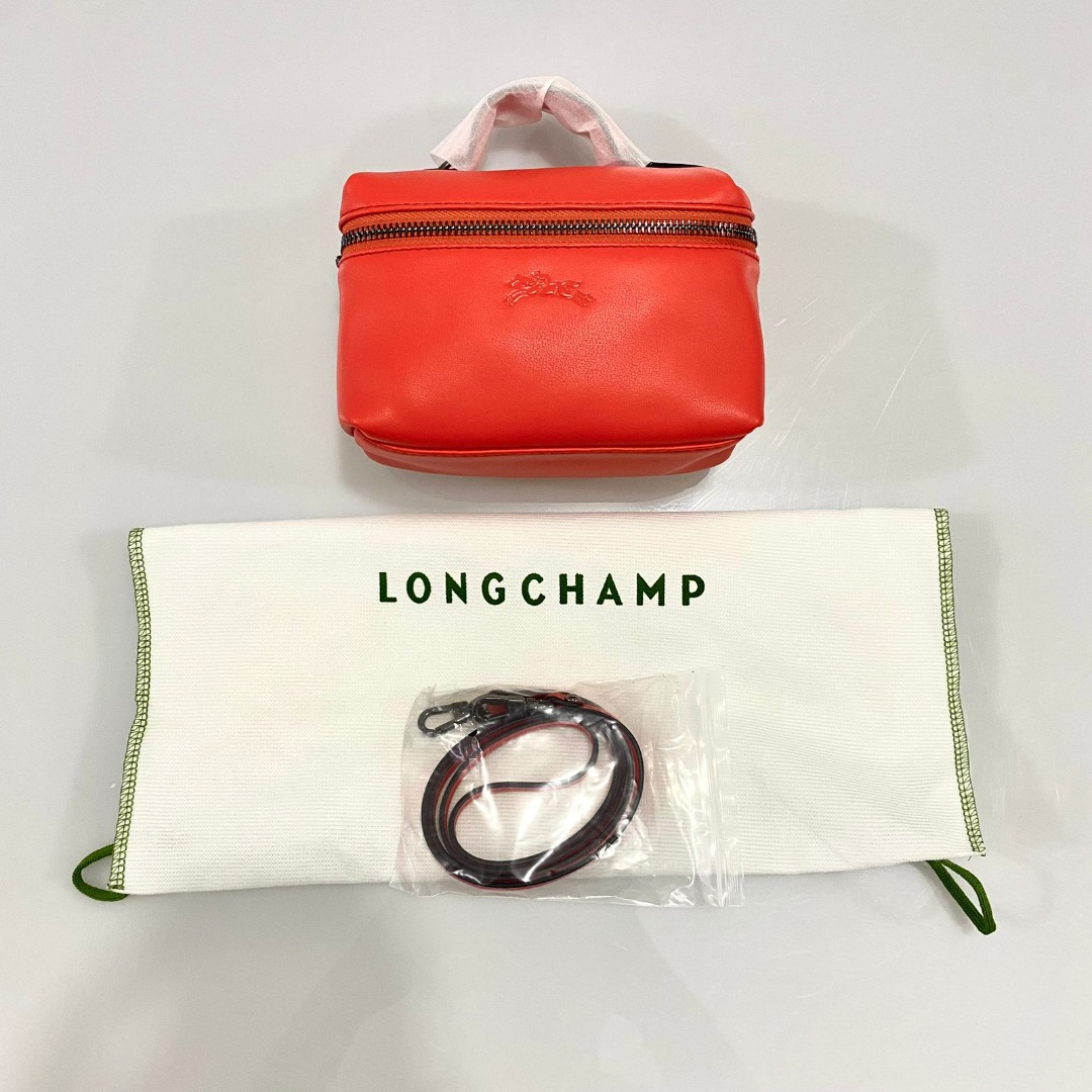 Longchamp Le Pliage Extra Leather Crossbody Orange, Barang Mewah, Tas ...