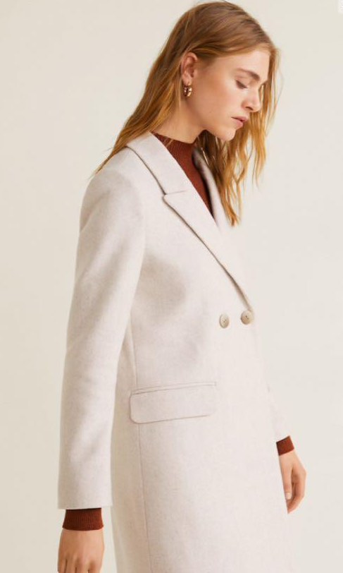 Mango Structured Wool Coat in Ecru, Women's Fashion, Coats, Jackets and ...