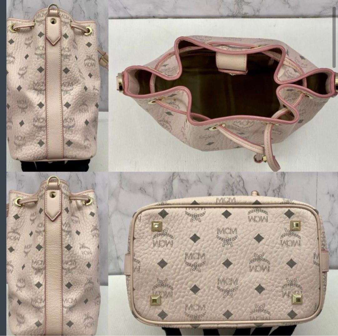 MCM PINK LEATHER DRAWSTRING 2 WAY BAG Shoulder Bag, Luxury, Bags ...