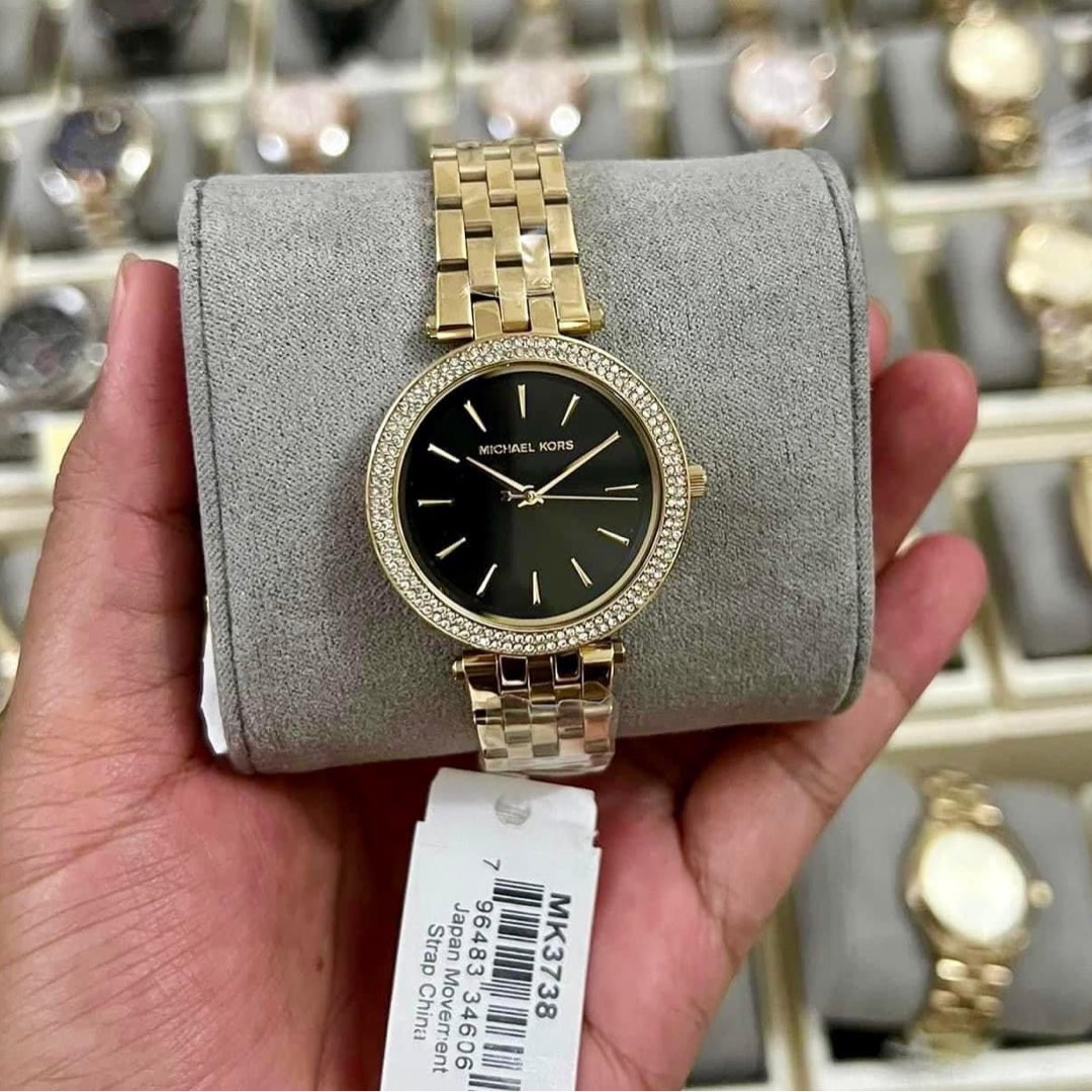 MK SMALL DARCI W. GLITZ BLACK DIAL AUTHENTIC WATCH, Women's Fashion ...