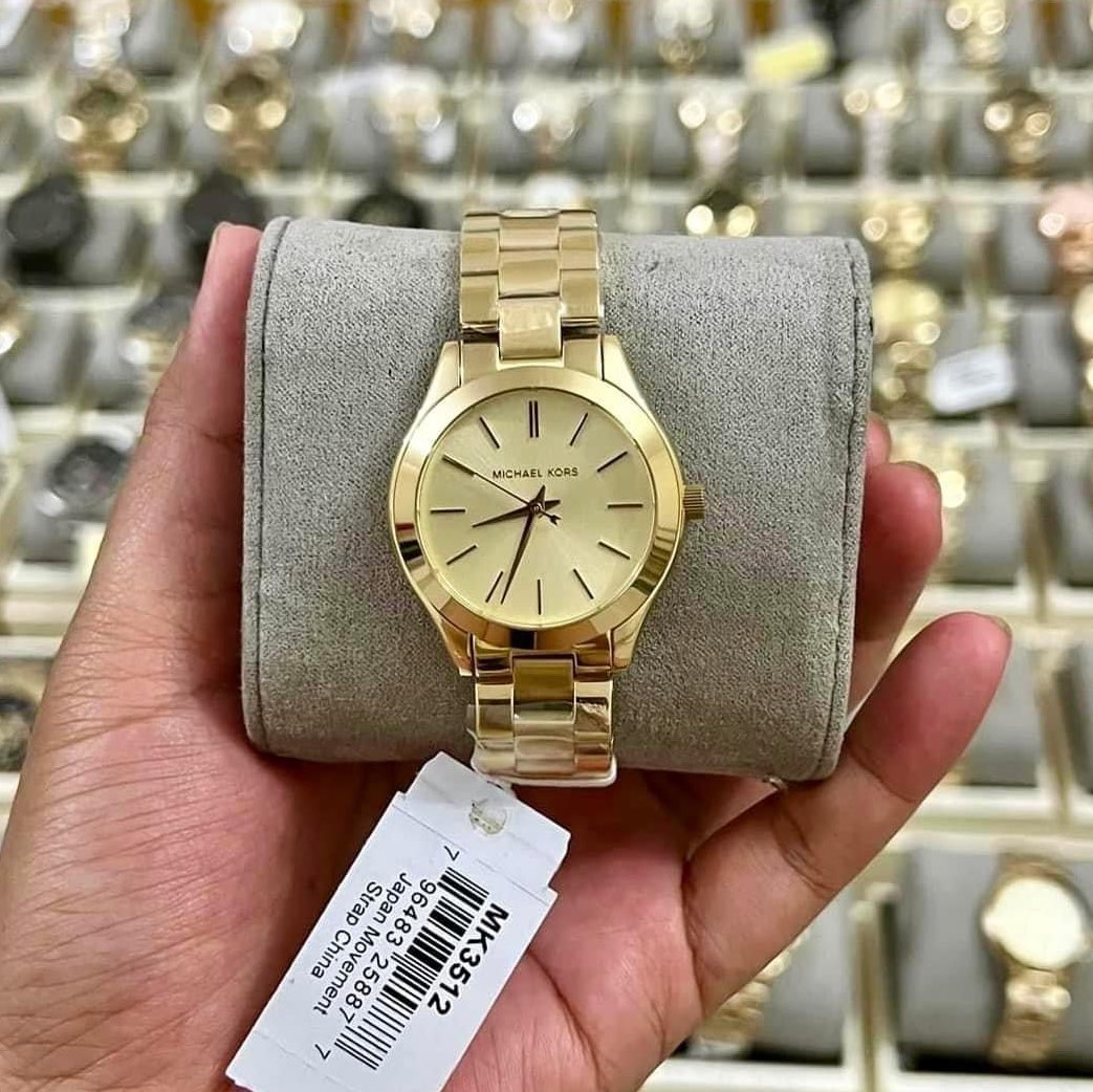 MK SMALL SLIM RUNWAY ALL GOLD DIAL AUTHENTIC WATCH, Women's Fashion ...