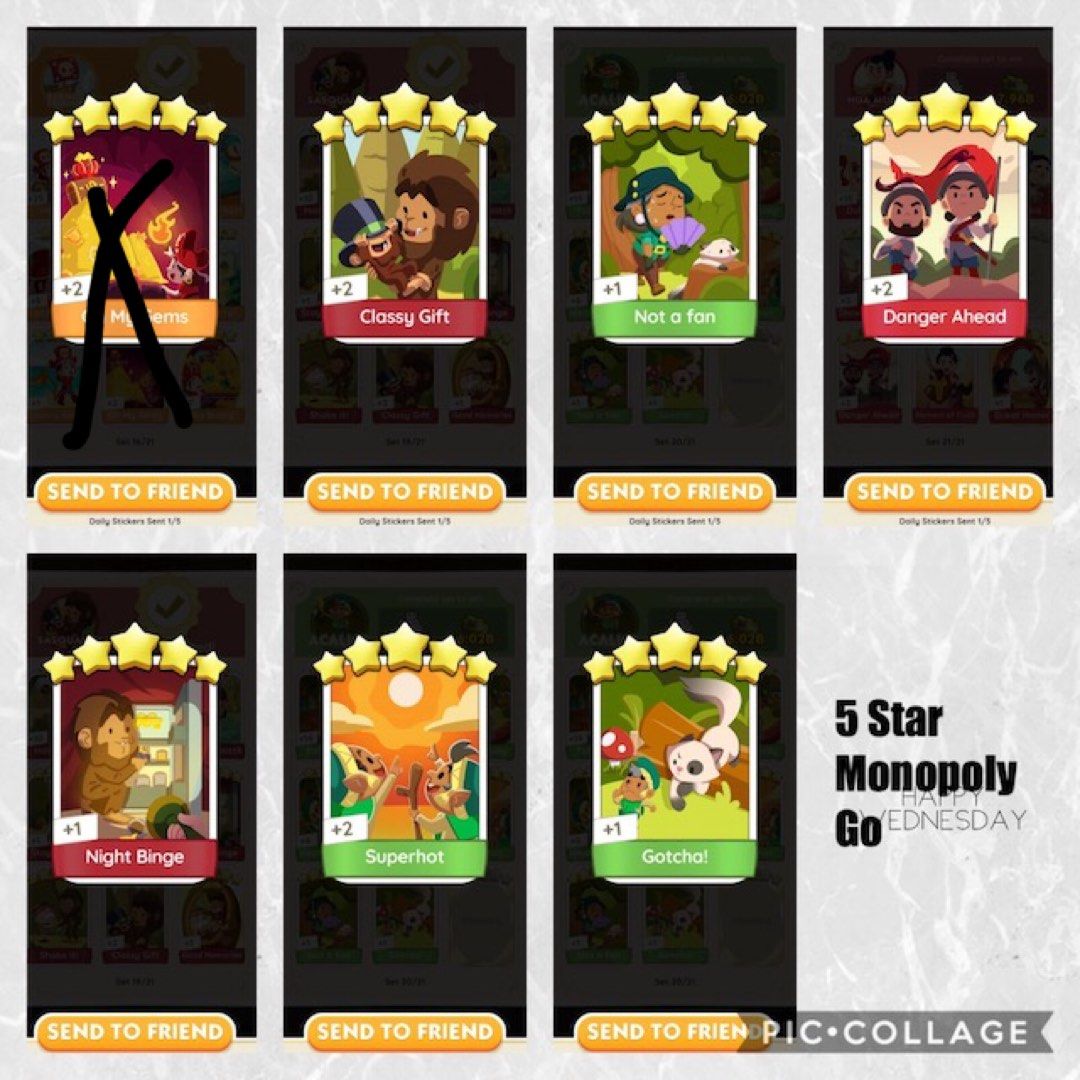 Monopoly Go Stickers 1,2,3,4,5 Stars., Video Gaming, Gaming Accessories ...