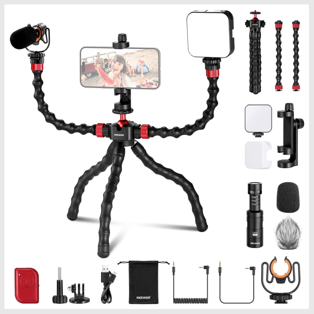 NEEWER Phone Vlogging Kit with CM14 Pro Mic, PL81 Light,T90 Flexible ...