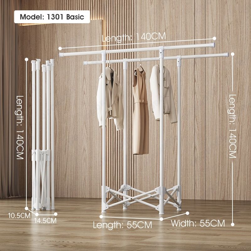 ODOROKU Foldable & Free Standing White Clothes Clothes Laundry Rack ...