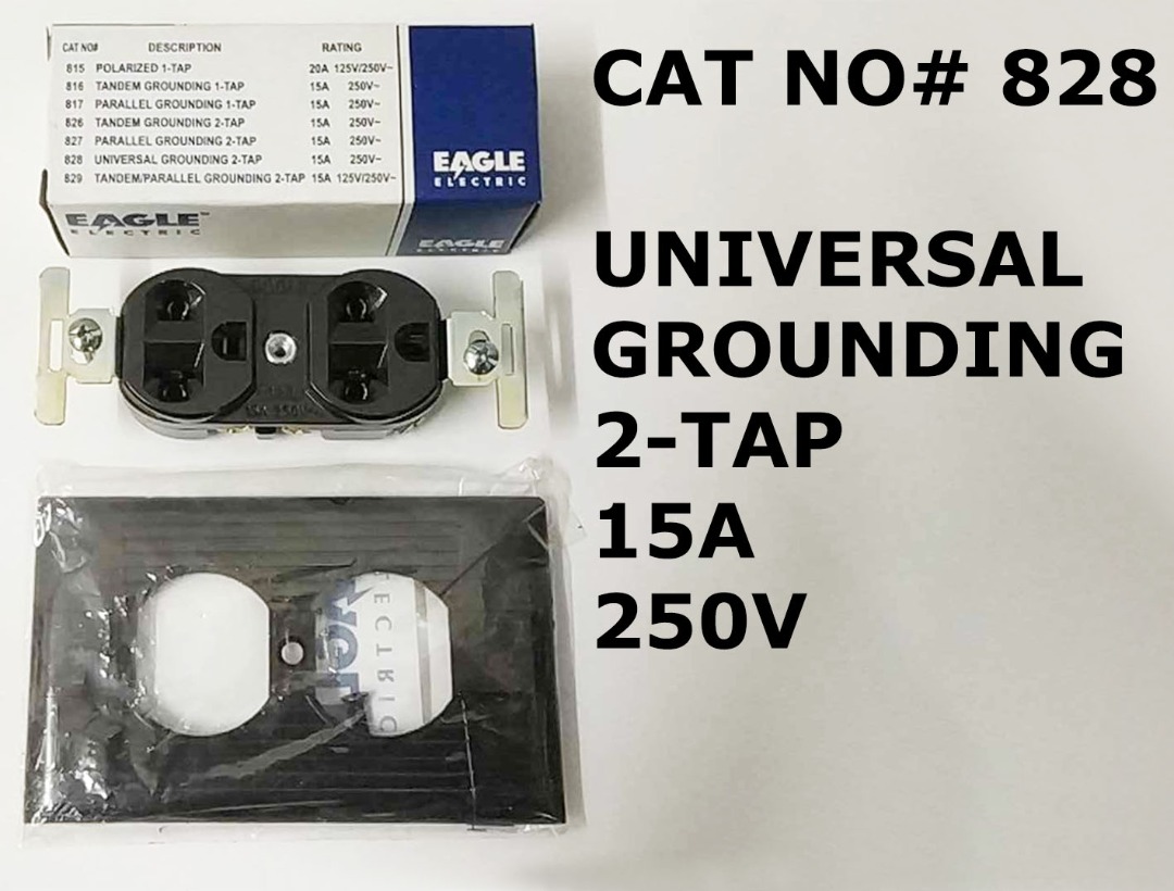 ORIGINAL EAGLE CAT NO. 828 UNIVERSAL GROUNDING 2-TAP 15A 250V ...