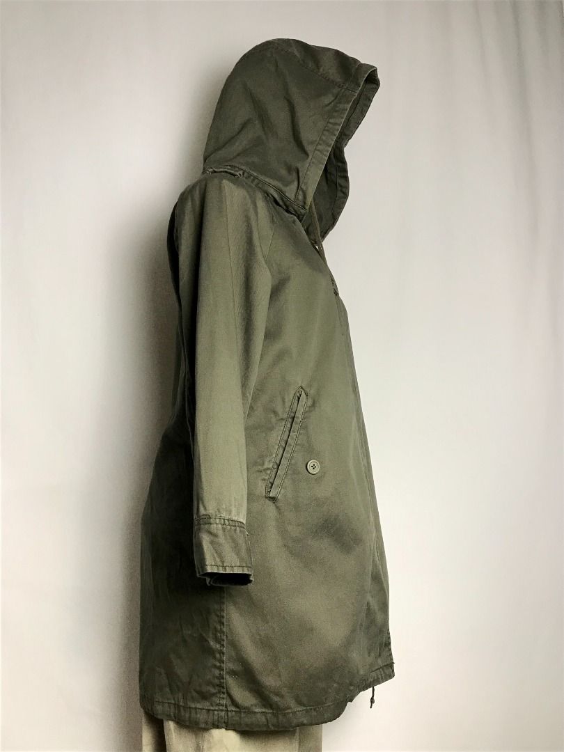 Pilgrim Forest Sage Drawstring Neck Light Denim Twill Trenchcoat With ...
