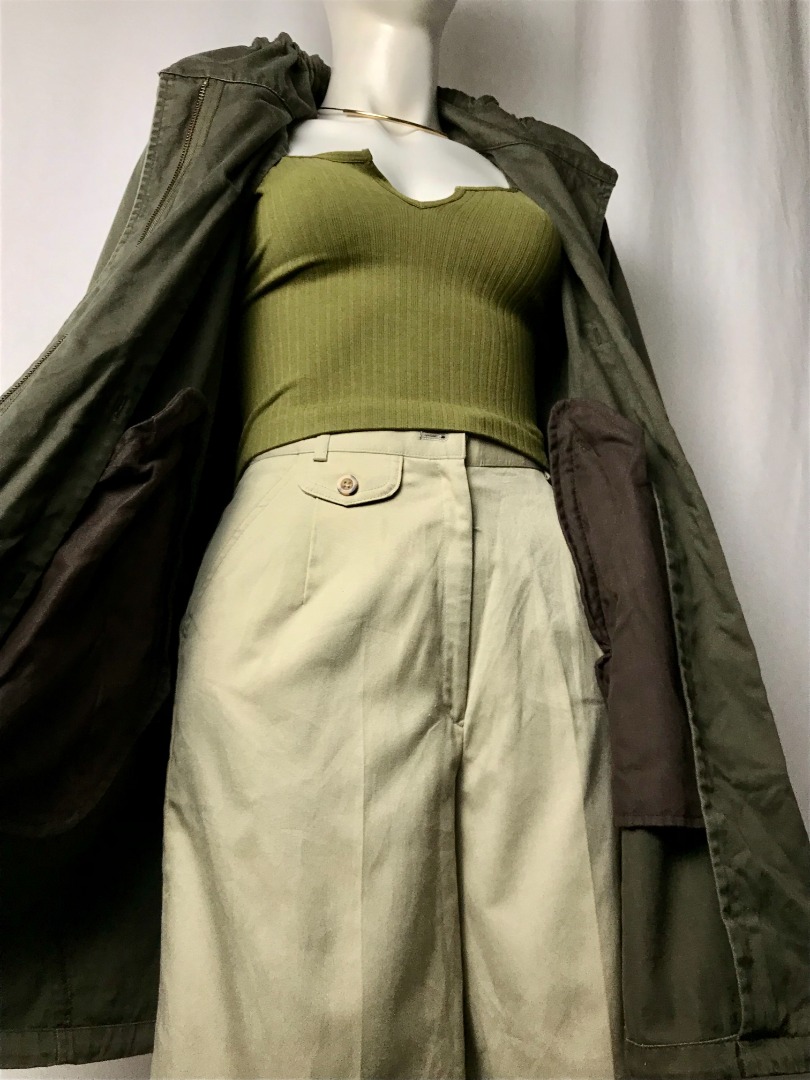 Pilgrim Forest Sage Drawstring Neck Light Denim Twill Trenchcoat With ...