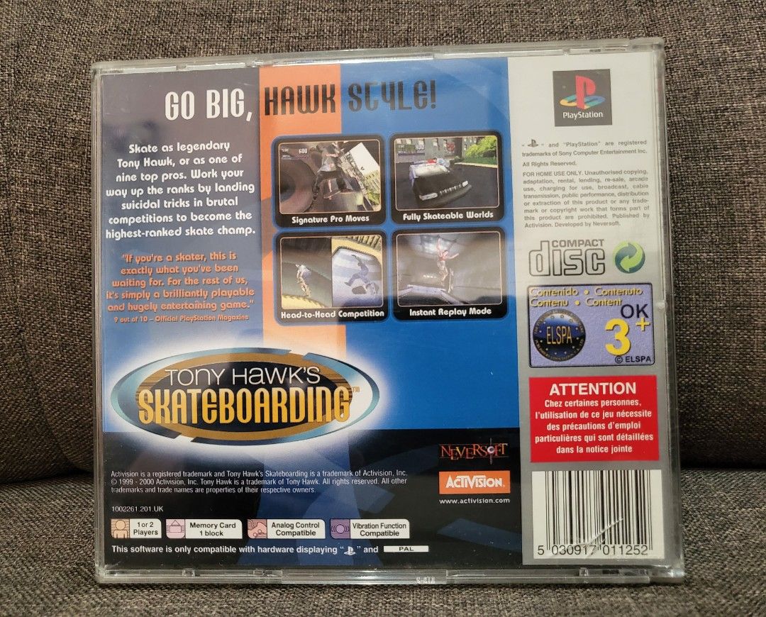Playstation 1 PS1 Tony Hawk's Skateboarding, Video Game, Game di Carousell