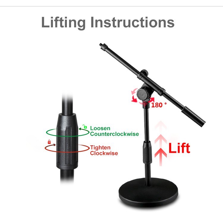 Professional Tabletop Desktop Boom Mic Stand with Heavy Base (FREE Mic ...