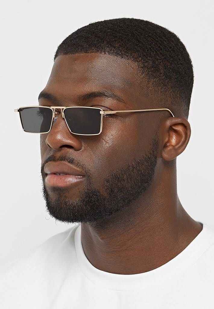Rectangular Metal Frame Besi Gold Black Lens Anti Uv Kacamata Hitam ...