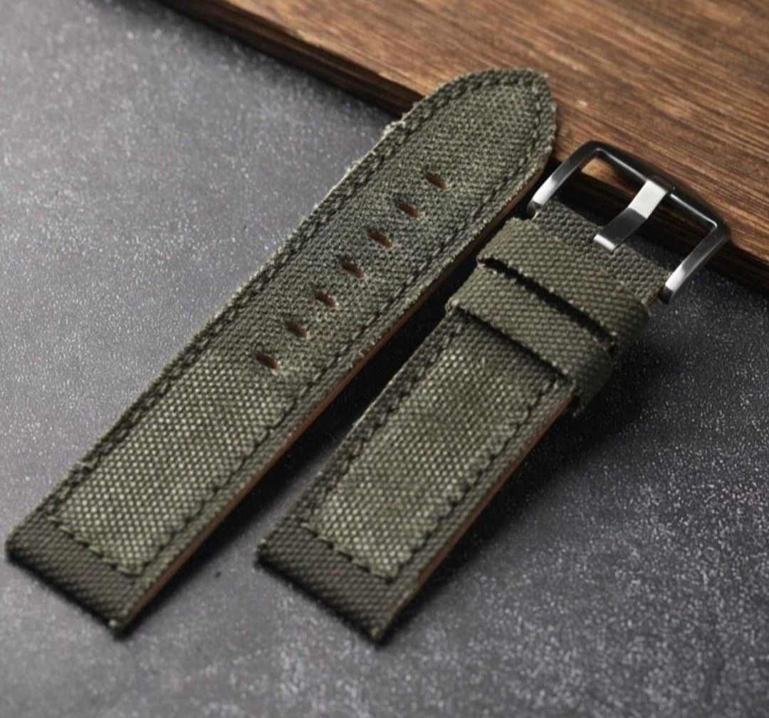 Rugged watch strap 4mm thick using canvas and genuine calf leather ...