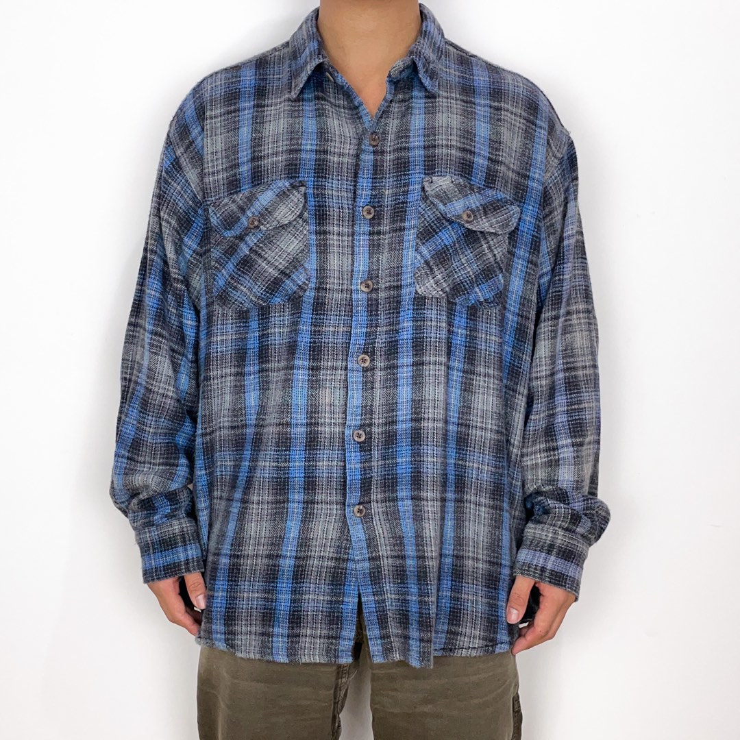 Rustic Ridge Heavy Cotton Outdoor Plaid Flannel (Stone Gray and Light ...