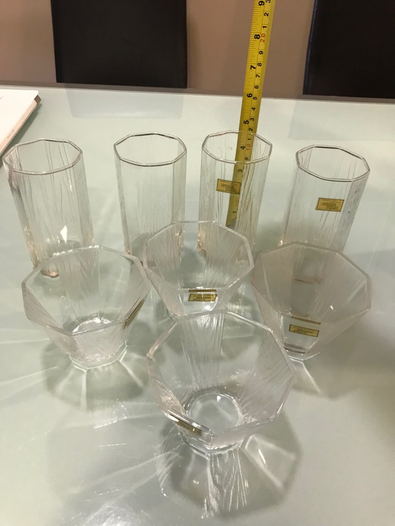 Sasaki Glass set (Sweden Wood brand) Made in Japan, Furniture & Home Living, Kitchenware ...