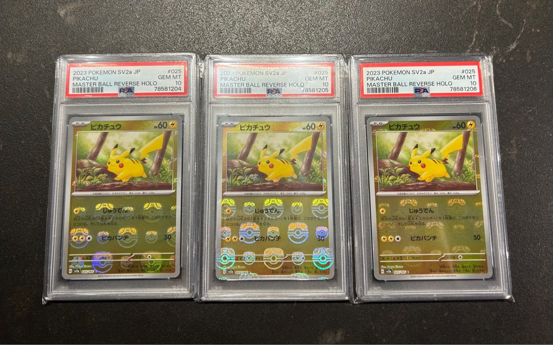 Sequential trio PSA 10 Pikachu Masterball Japanese Pokemon 151, Hobbies ...
