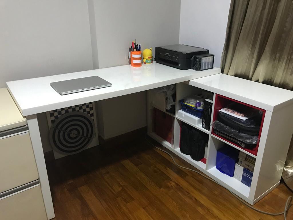 Study table with side storage, Furniture & Home Living, Furniture ...