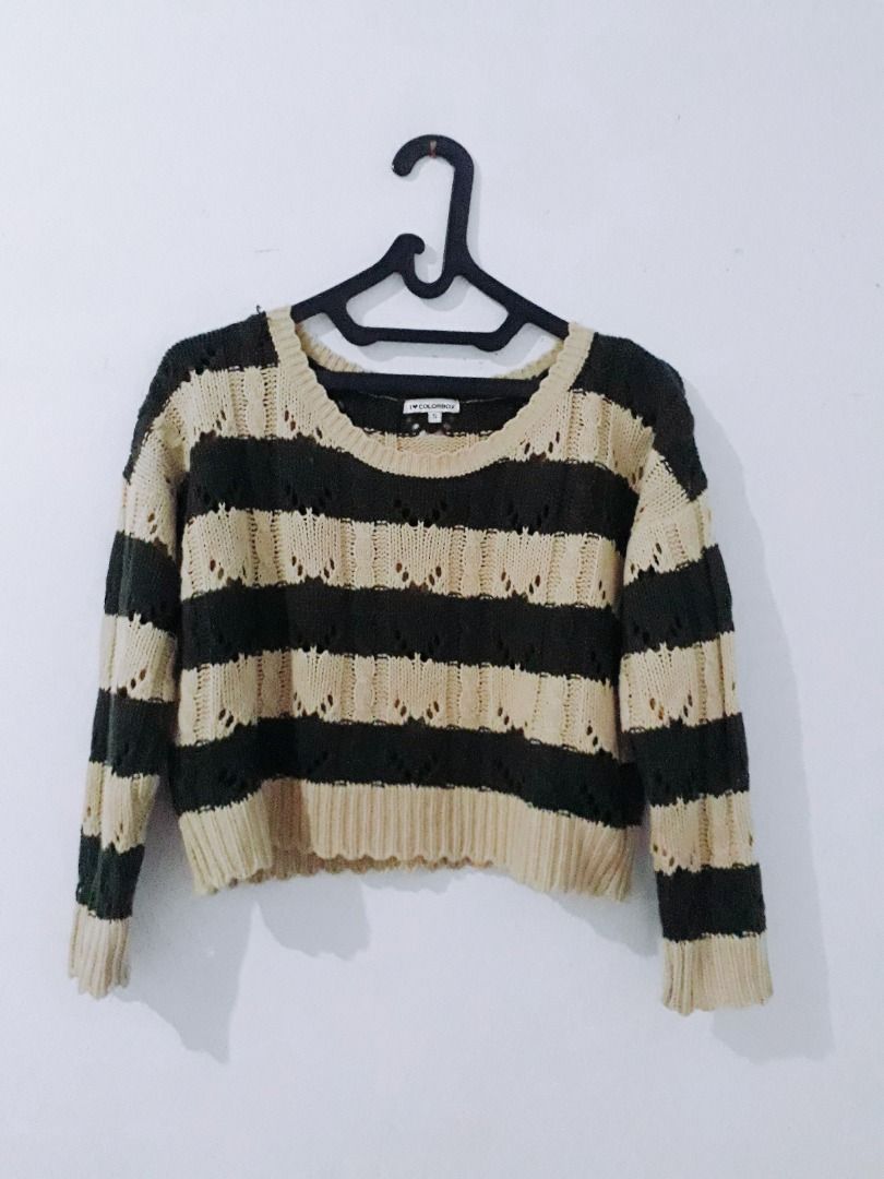 Sweater Rajut Knit Hijau Cokelat Outer, Fesyen Wanita, Pakaian Wanita ...