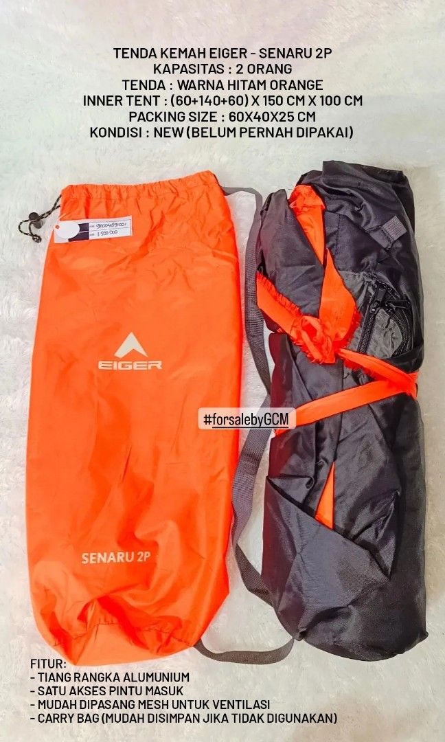 Tenda Camping Eiger + Footprint 2P Eiger, Olah Raga, Perlengkapan ...