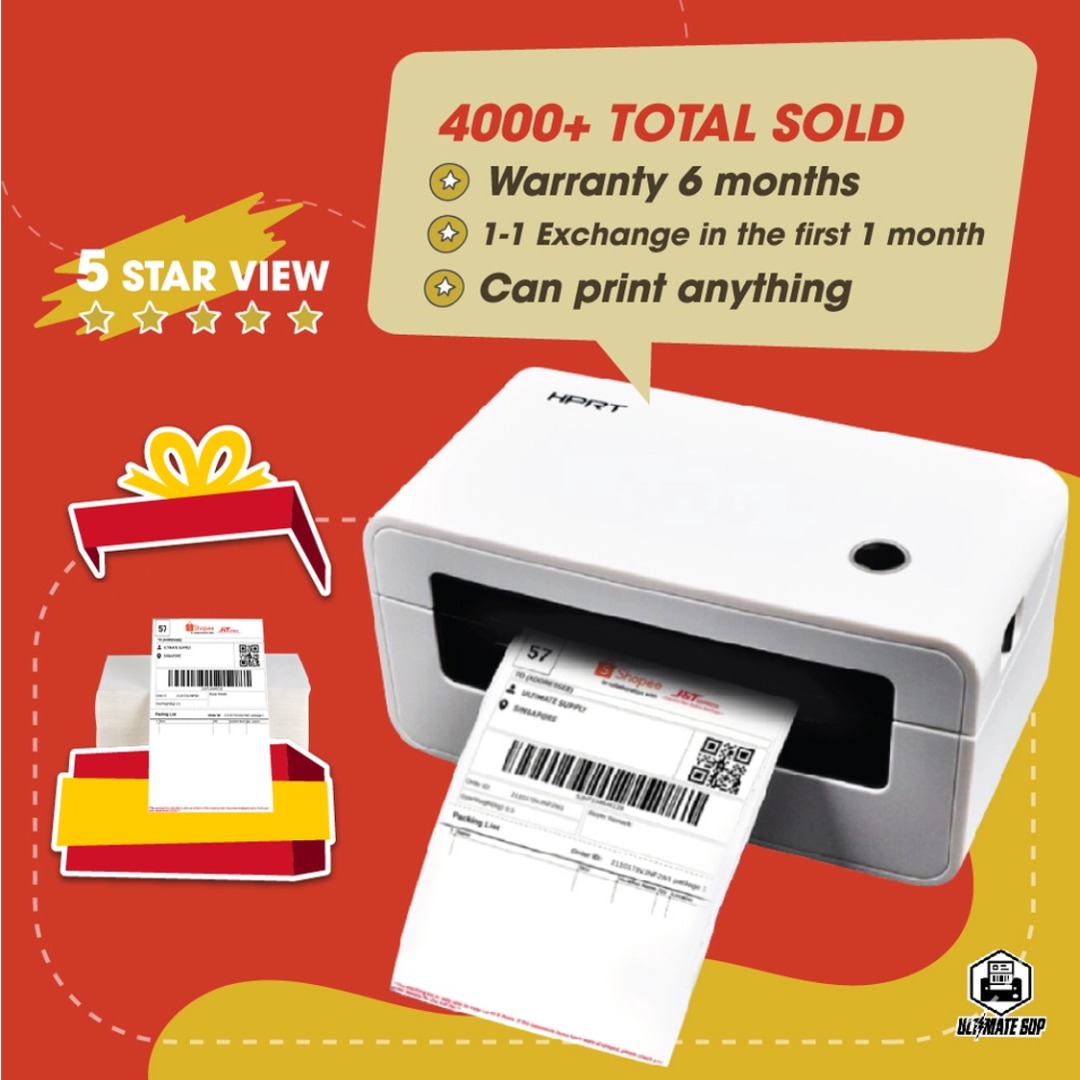 Thermal Printer HPRT N41 Label | Barcode Printer for Shopee/Lazada/Q10/Shopify waybill ...