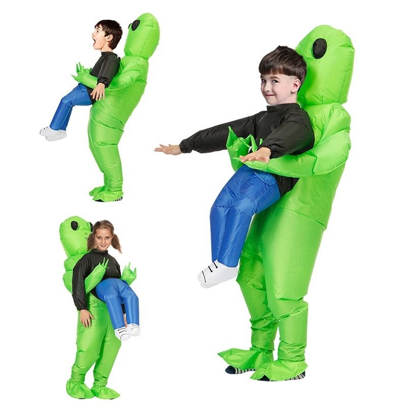 Tiktok famous Green Alien Carrying Human Costume Inflatable Funny Blow ...