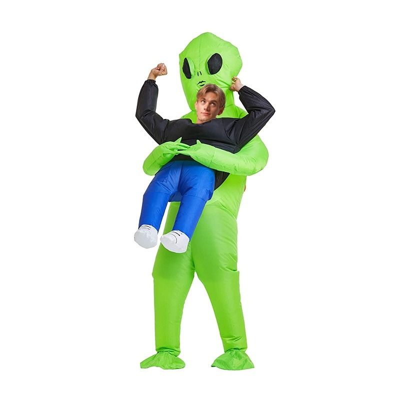 Tiktok famous Green Alien Carrying Human Costume Inflatable Funny Blow ...