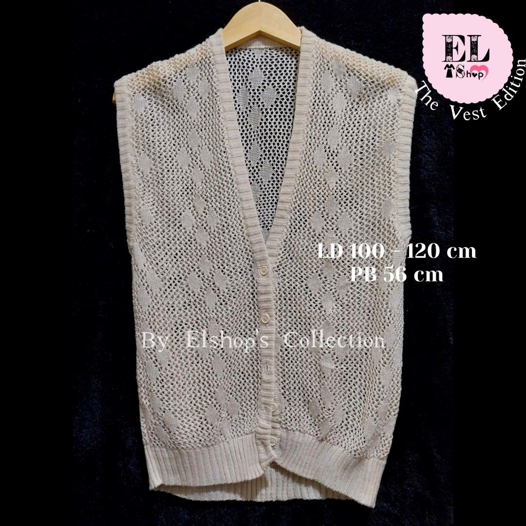 Vest Jaring Warna Coklat Muda, Fesyen Wanita, Pakaian Wanita, Baju ...