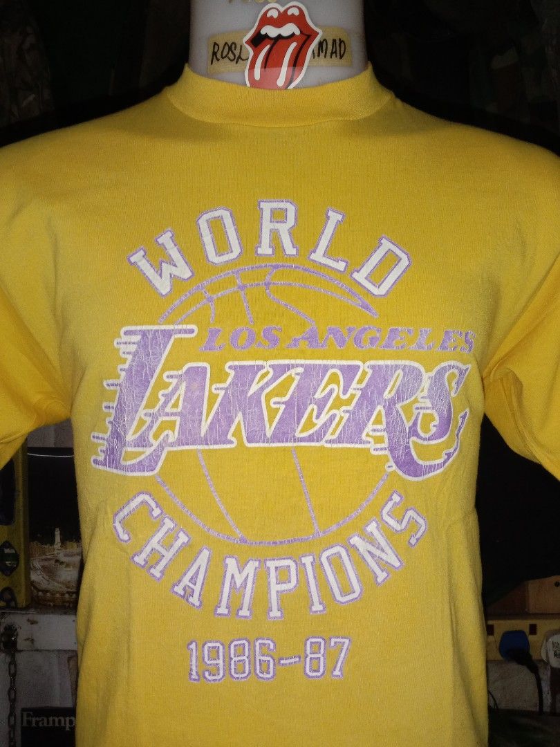 Vintage 1986 Los Angeles Lakers Champions Mens Fashion Tops And Sets