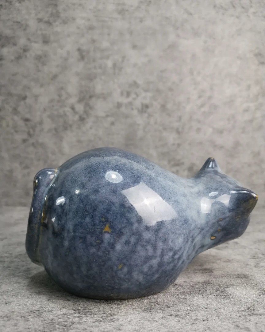 Vintage Blue Stout Cat Pottery, Furniture & Home Living, Home Decor ...