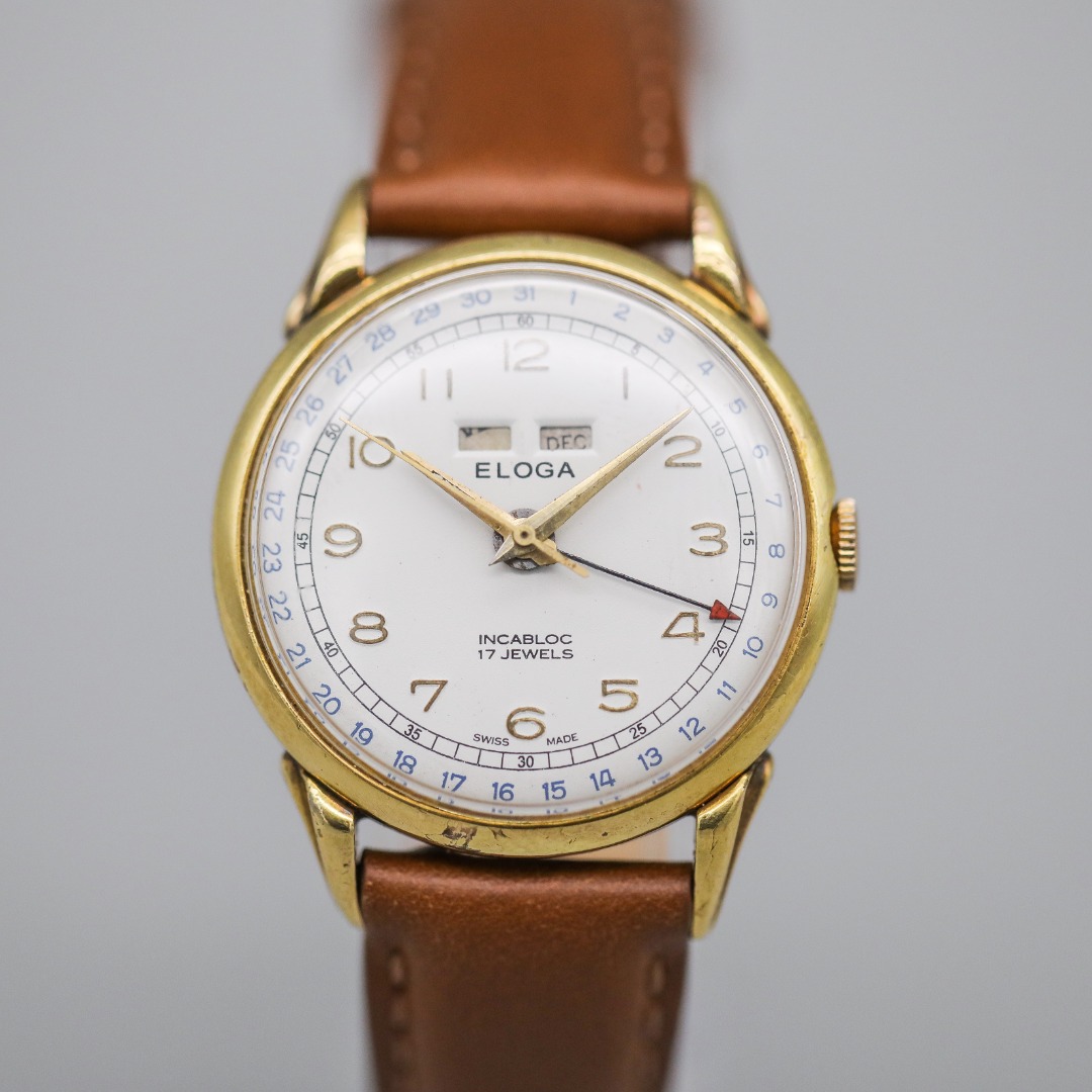 Vintage Eloga Triple Date Calendar, Luxury, Watches on Carousell