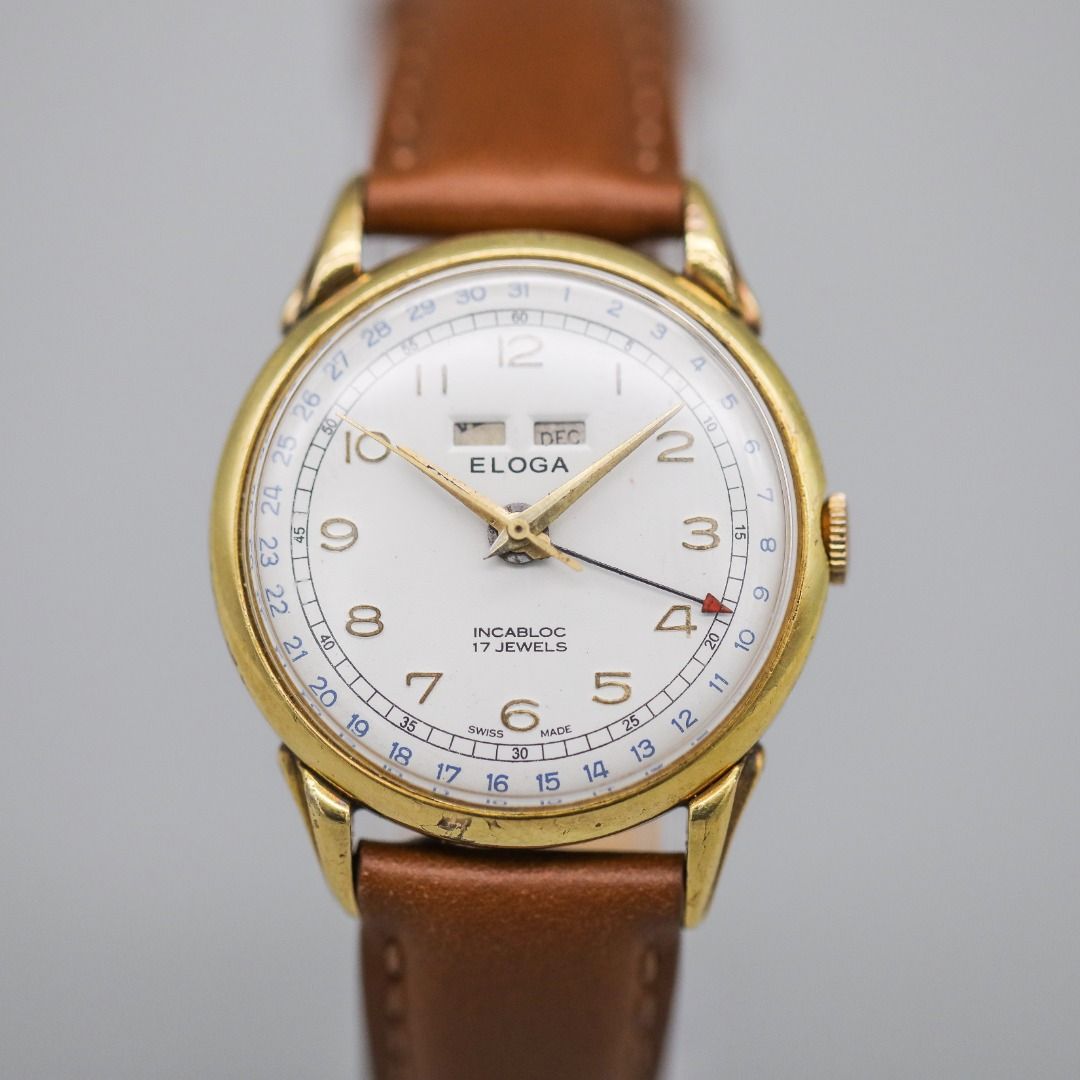 Vintage Eloga Triple Date Calendar, Luxury, Watches on Carousell