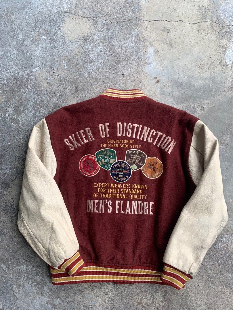 Vintage Men's Flandre Original Big Logo Varsity Jacket, Men's Fashion ...
