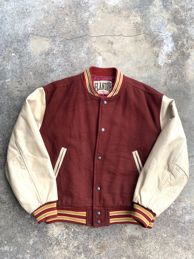 Vintage Men's Flandre Original Big Logo Varsity Jacket, Men's Fashion ...